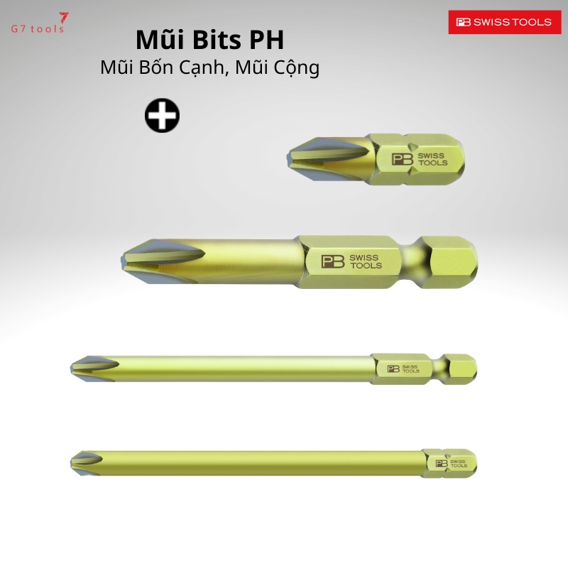Mũi Vít PB Swiss Tools Philips Bốn Cạnh Bits Chiều Dài 25mm/ 50mm/ 95mm C6.190 E6.190 E6L.190 ...