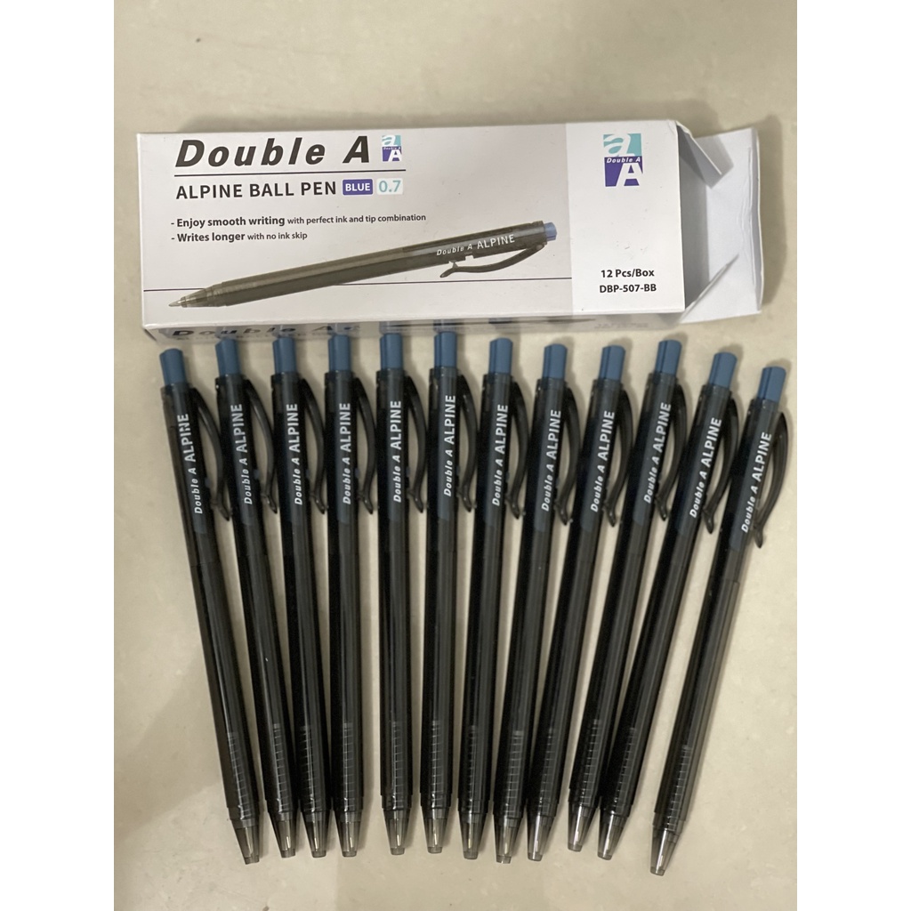 Bút bi double A,Combo 1 hộp 12 cây bút bi Alpine Double ngòi A 0.7mm mực xanh | Shopee Việt Nam