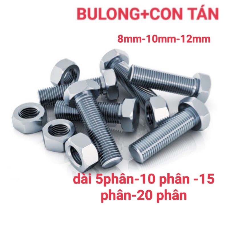 Bu lông lục giác – bulong + con tán 10ly, 12ly, dài 5p,10p,15p (giá/ 1 bộ) | Shopee Việt Nam