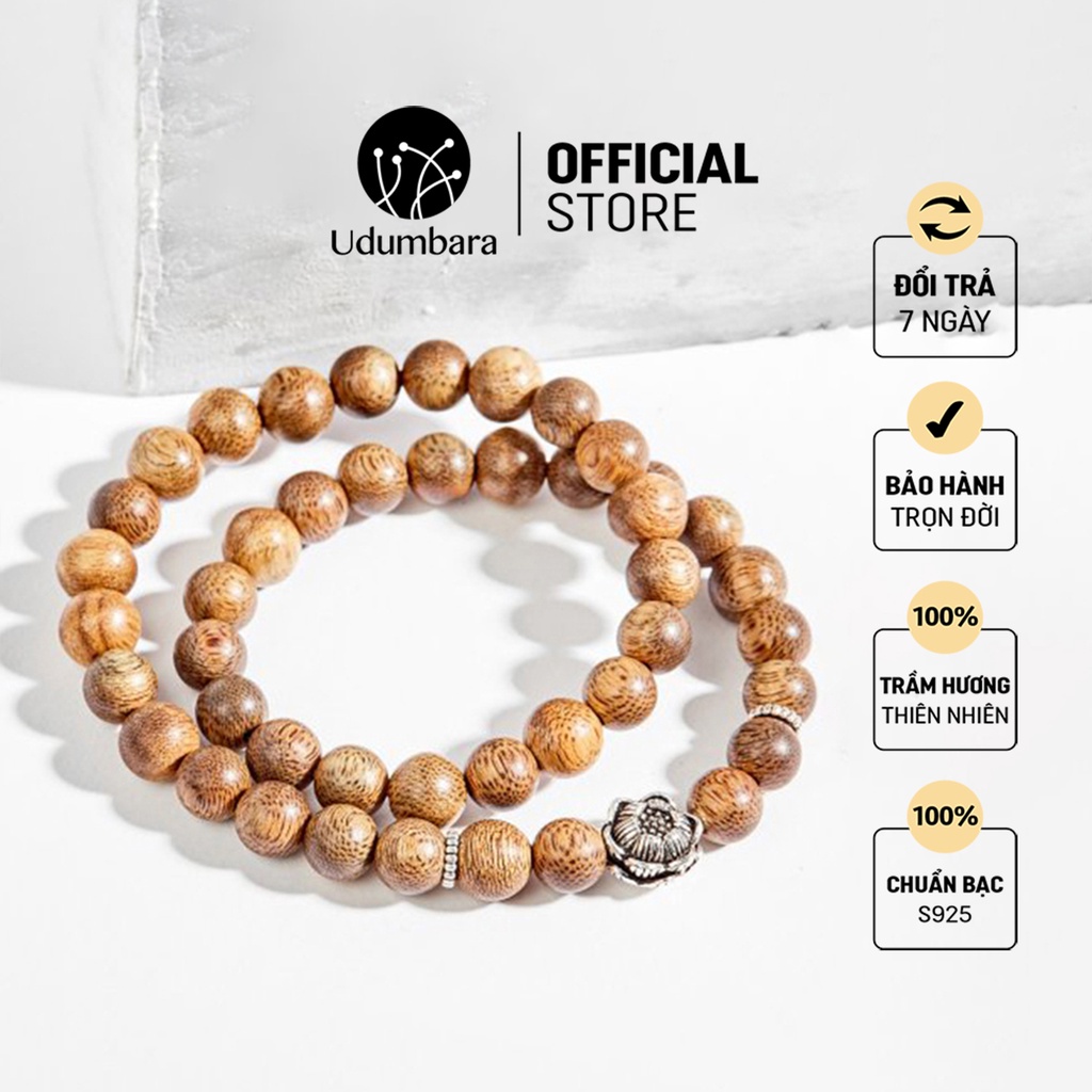 Vòng tay trầm hương đôi charm sen phong thủy Udum | Shopee Việt Nam