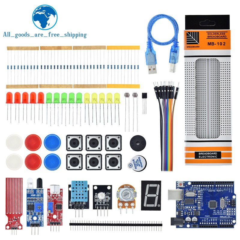 Bộ khởi động cho Arduino Uno R3 Breadboard Bộ học tập đơn giản cơ bản ...