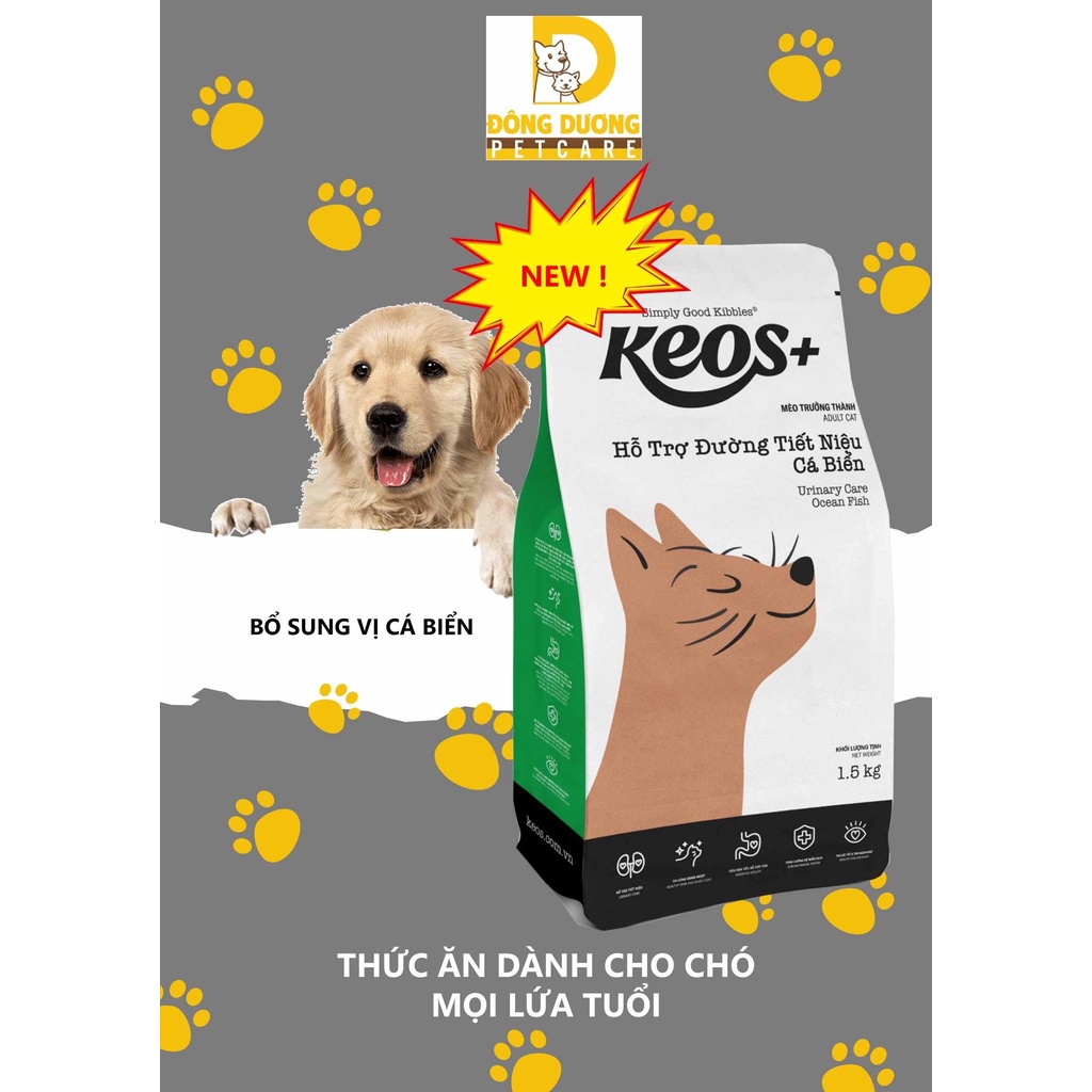 [Chính hãng] Thức ăn cho mèo trưởng thành Keos Plus hỗ trợ đường tiết niệu vị cá biển gói 1.5kg ...