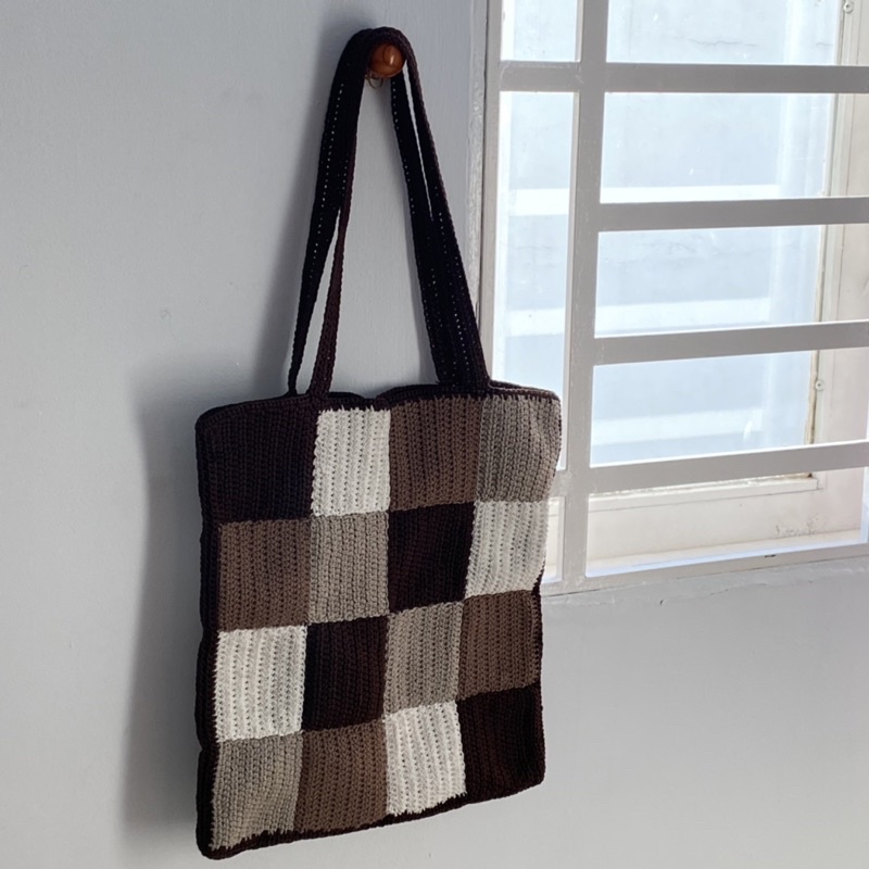 Túi tote- Tote bag - Túi đeo vai móc len handmade ( ẢNH THẬT ) | Shopee ...