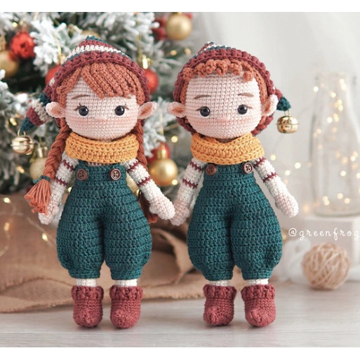 Búp bê len couples Christmas Elves bằng len handmade Amigurumi ...