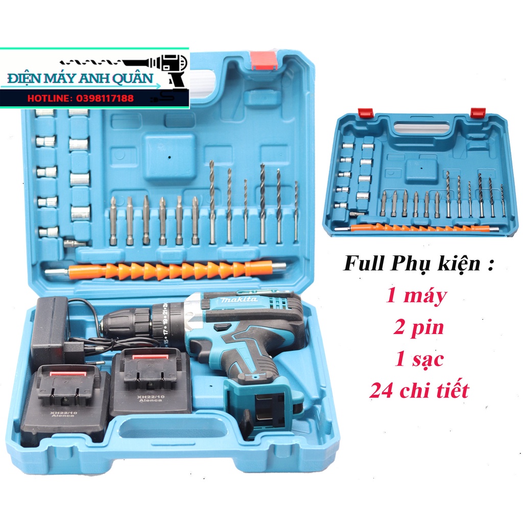 Máy khoan pin 36v, khoan pin Makita 3 chức năng, Máy bắn vít, khoan gỗ, sắt, siết bulong. Tặng ...