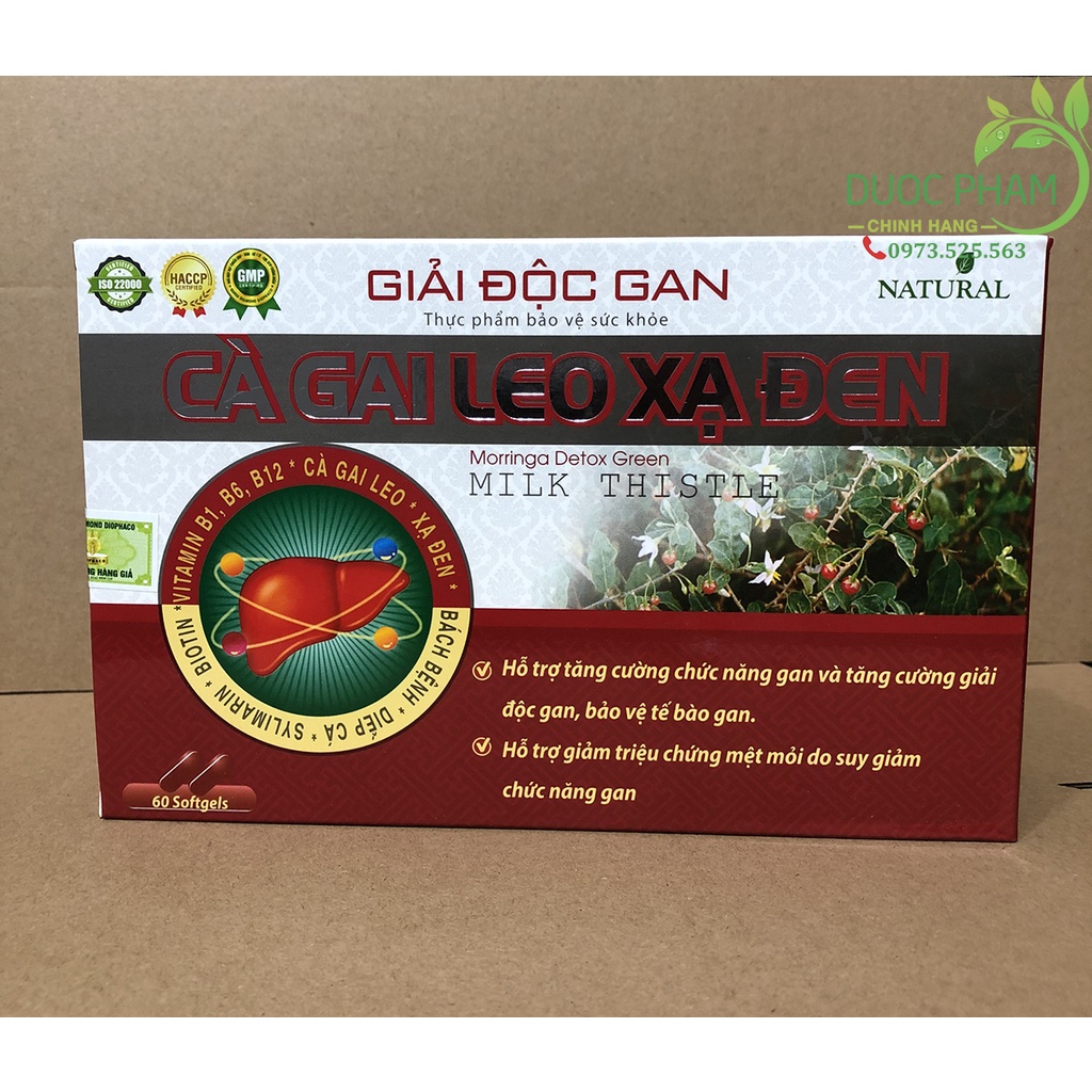 Viên uống Cà gai leo xạ đen giải độc gan vỉ 60 viên, giúp bổ gan, hạ ...