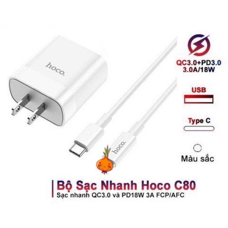 Củ sạc nhanh và Bộ sạc nhanh Hoco C80/C80A dòng PD 20W, QC3.0, 2 cổng, dây cáp dài 1m | Shopee ...