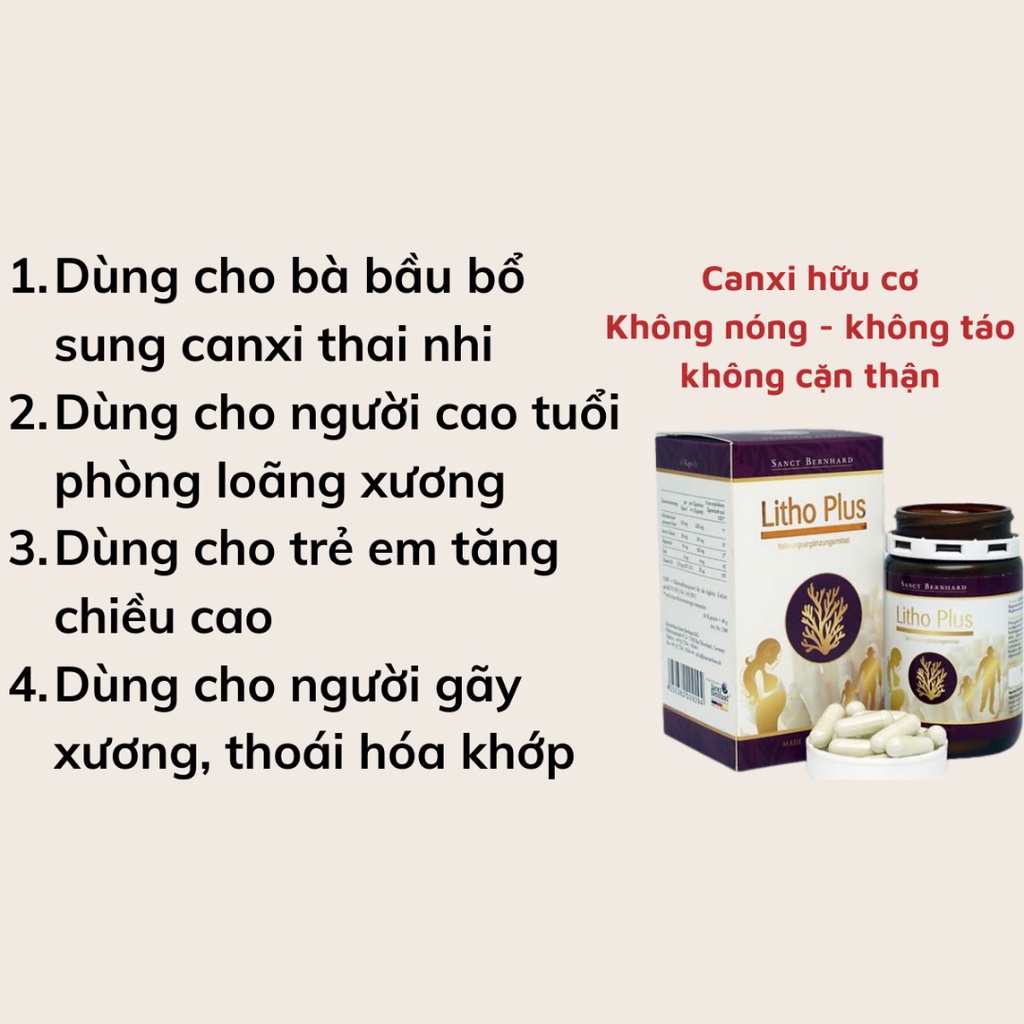 LITHO PLUS 60 viên – VIÊN NANG BỔ SUNG CANXI HỮU CƠ TẢO BIỂN ĐỎ ...