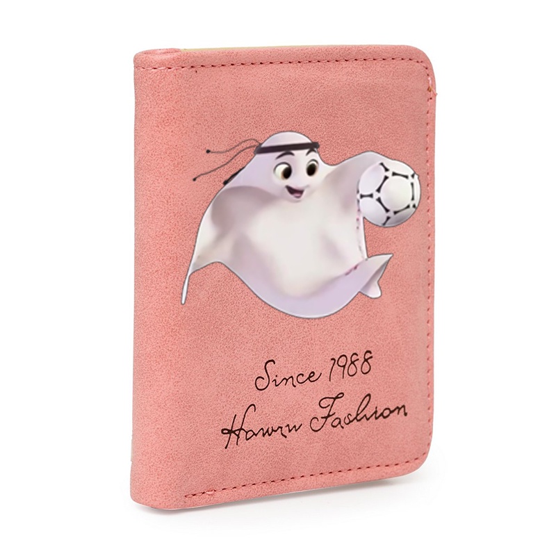Ví ngắn hồng cầm tay in QATAR MASCOT Linh vật QATAR anime chibi cầm tay ...