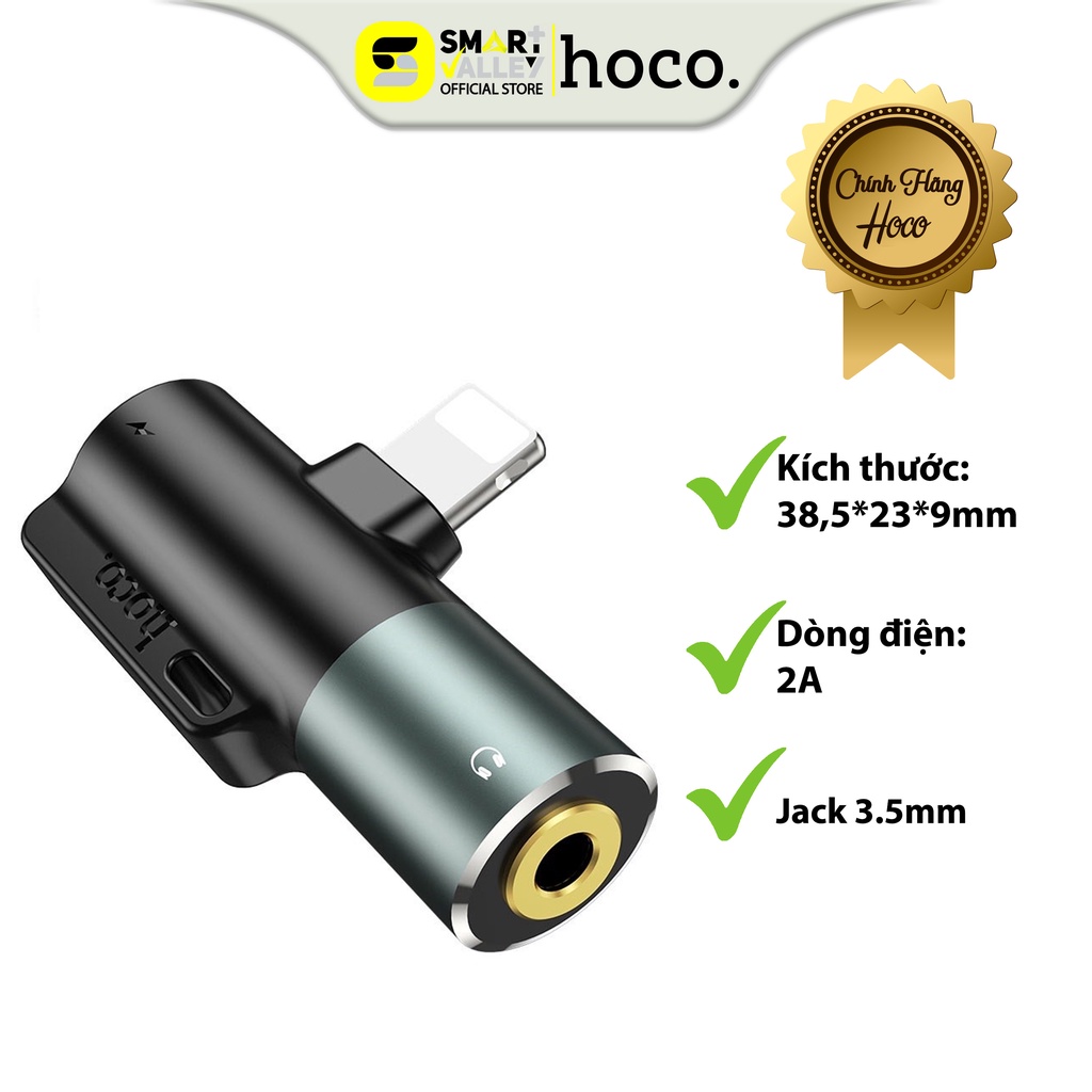 Jack Chia Cổng Cho Điện Thoại Hoco LS32, Sạc Chân Dẹt + Tai Nghe 3.5mm ...