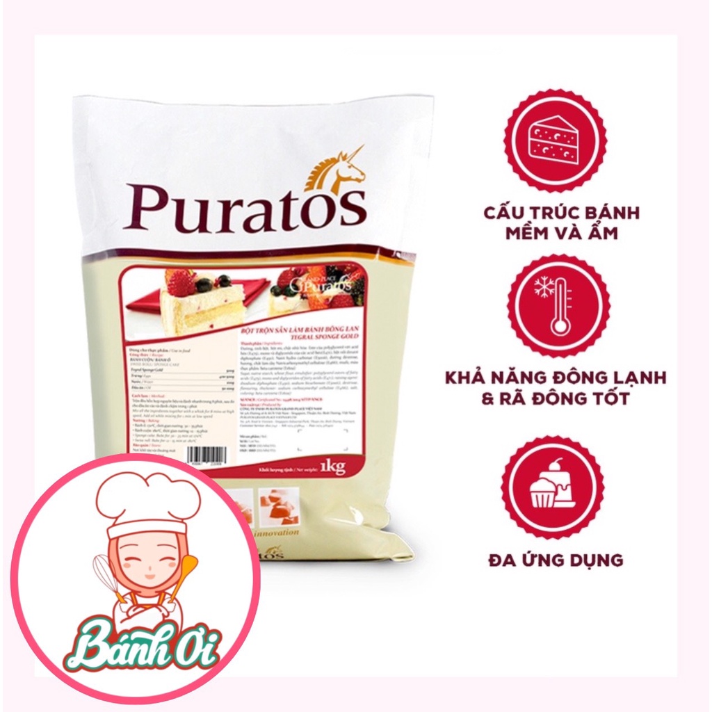 Bột trộn sẵn bánh bông lan Tegral Sponge Gold - Puratos 1kg | Shopee ...