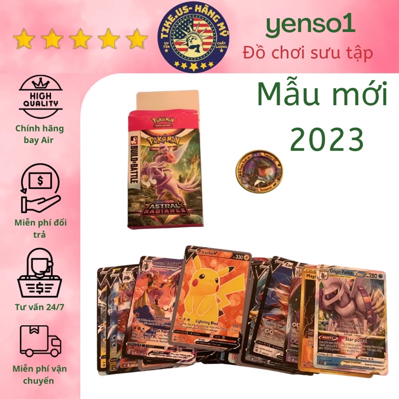 Mẫu mới nhất Bài Pokemon TCG VIP 2023 tặng kèm thẻ 3D, xu kim loại ...