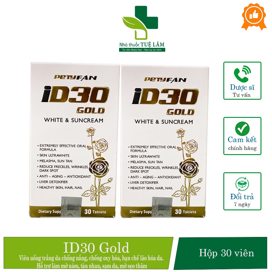 Viên uống trắng da chống nắng ID30 Gold white & suncream chính hãng hỗ ...