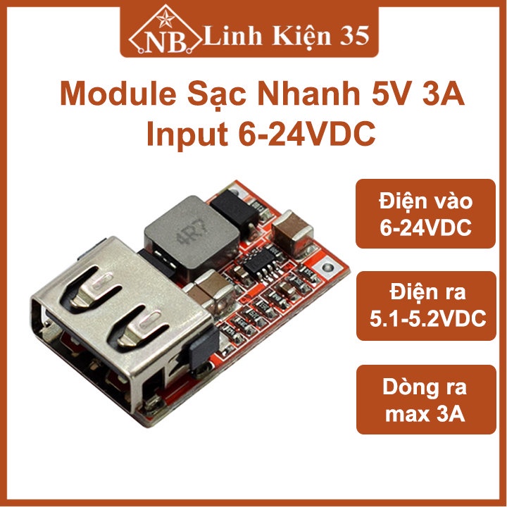 Module mạch sạc nhanh 5V 3A Input 6-24VDC chất lượng cao | Shopee Việt Nam