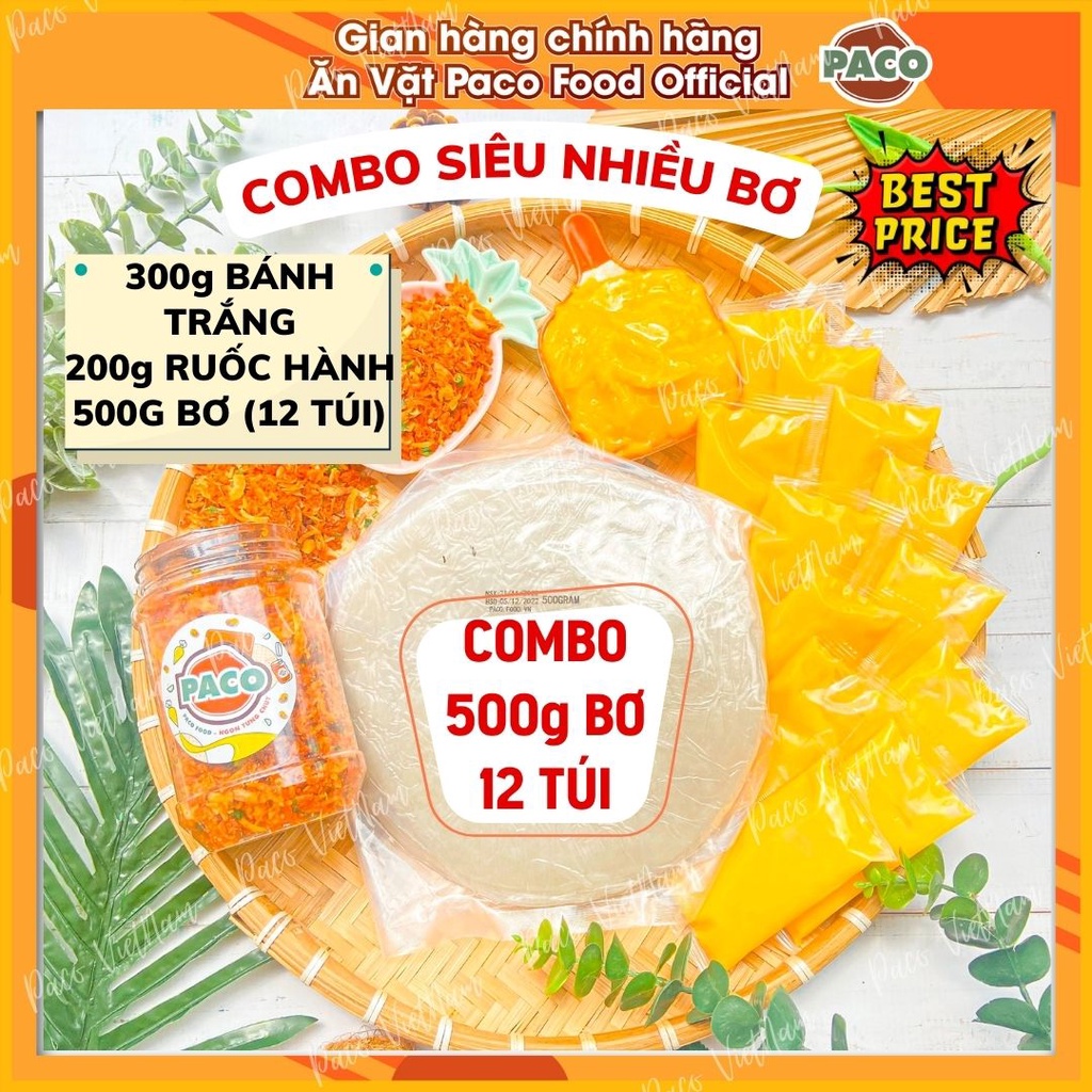 combo hủ bơ phô mai paco food kèm bánh tráng phơi sương muối ruốc hành ...