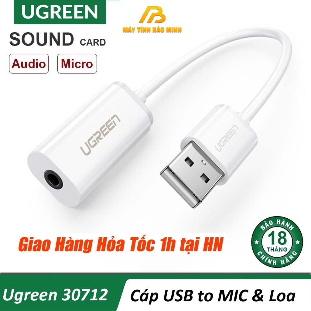 Cáp chuyển USB ra Audio 3.5mm (Mic và Tai Nghe) Ugreen 30712 - Hàng ...