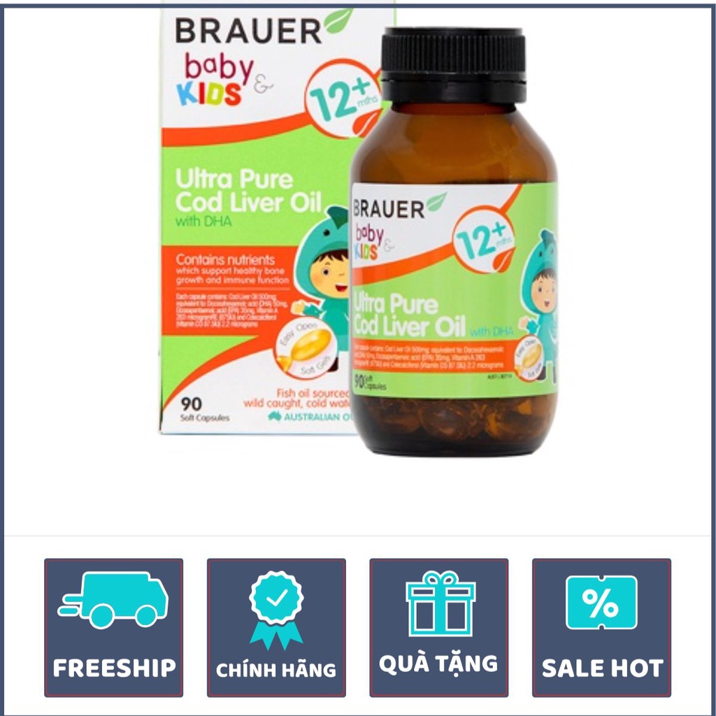 [ Nhà thuốc 448 ] Brauer Ultra Pure Cod Liver Oil With DHA Bổ Sung DHA ...