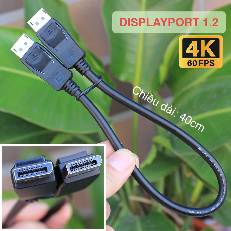 Cáp Displayport 1.2 ngắn nhất 40cm hỗ trợ 4K60hz dùng cho TinyPC, Micro ...