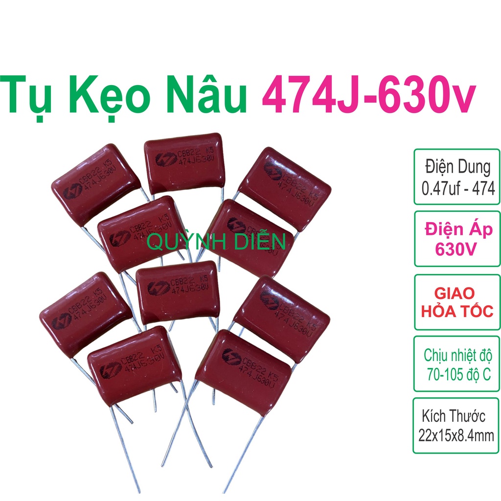 Combo 10 Tụ Kẹo Nâu 474J 630V CBB22 (0.47uF 630V) - linh kiện điện tử ...