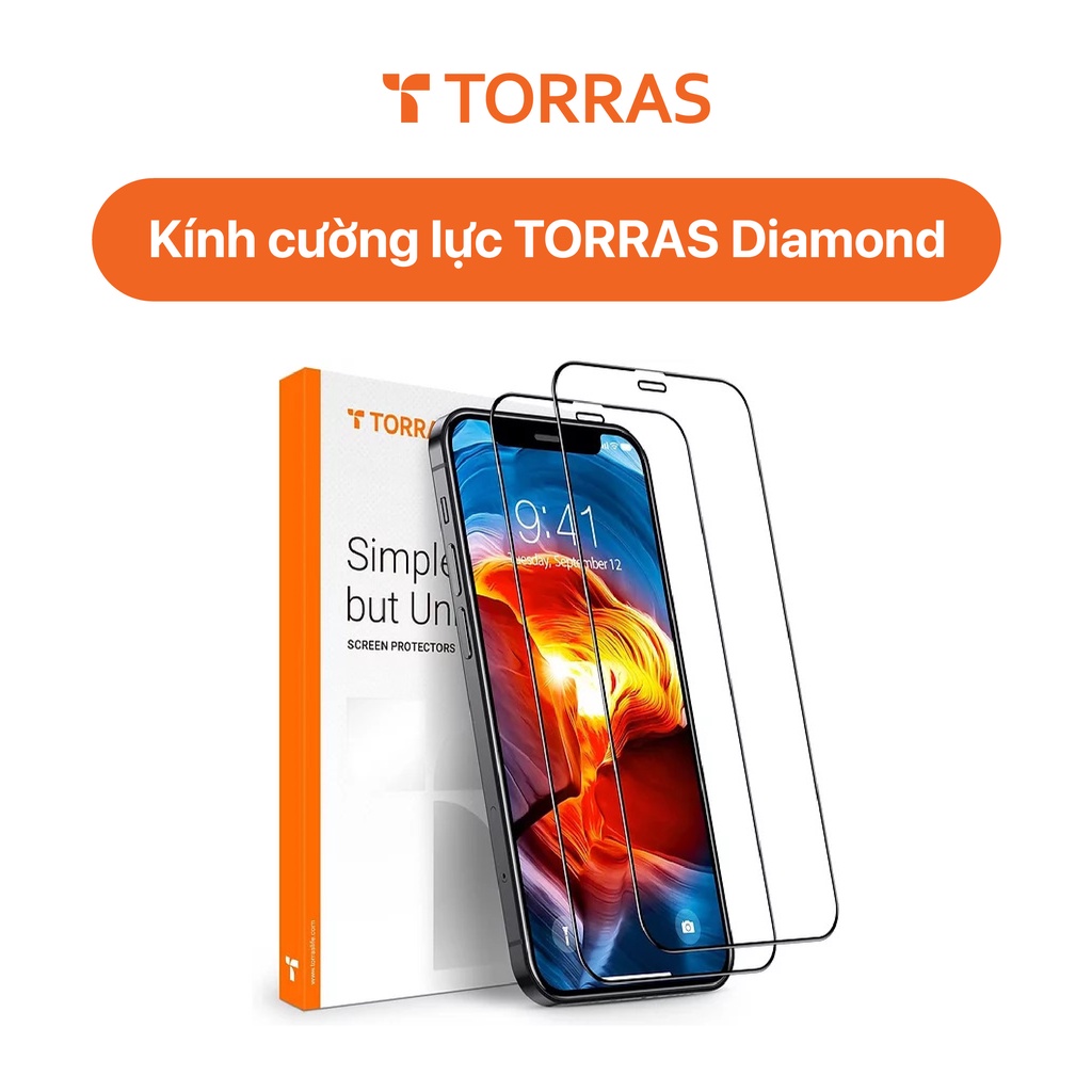 Kính cường lực Torras Trong suốt Diamonds Clear cho iPhone 12 Series (1 box có 2 sản phẩm ...