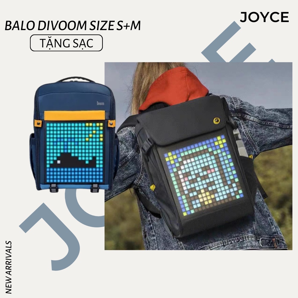Balo DIVOOM Pixoo Backpack-M, có hiển thị màn hình LED, ngăn chứa ...