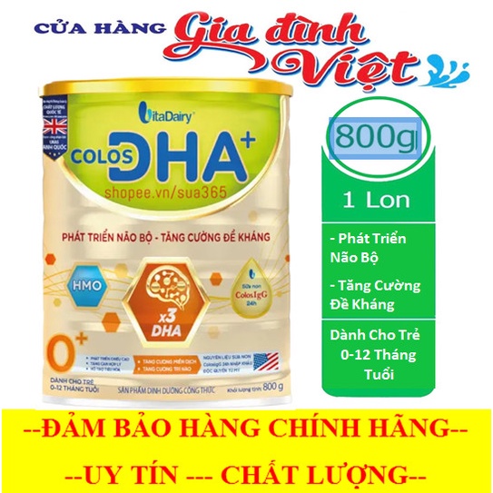 Sữa COLOS DHA 0+ 800G Vitadairy(Dành cho trẻ từ 0-12 tháng tuổi ...