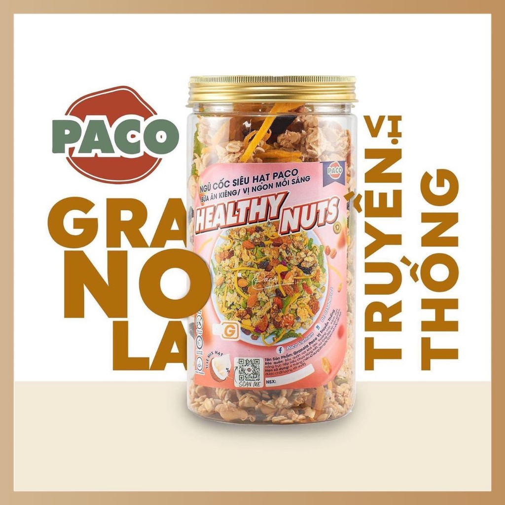 500g Ngũ cốc TRUYỀN THỐNG HEALTHY NUTS PACO giảm cân siêu hạt Granola ...