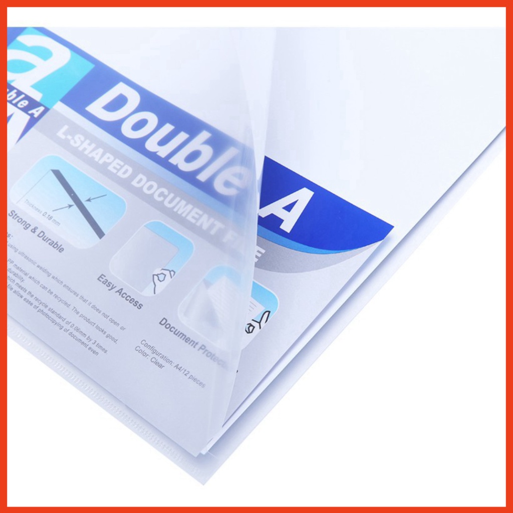 Set 12 Cái Bìa Hở Cạnh Doublea Khổ A4 File Góc File Hở 2 Cạnh