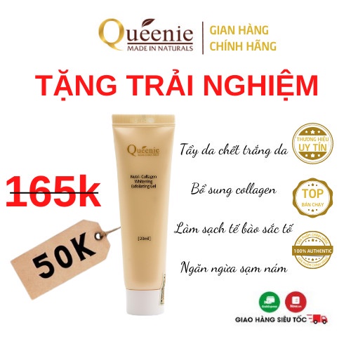 Gel Tẩy Tế Bào Chết Dưỡng Trắng Da Queenie Bổ Sung Collagen Trải Nghiệm ...