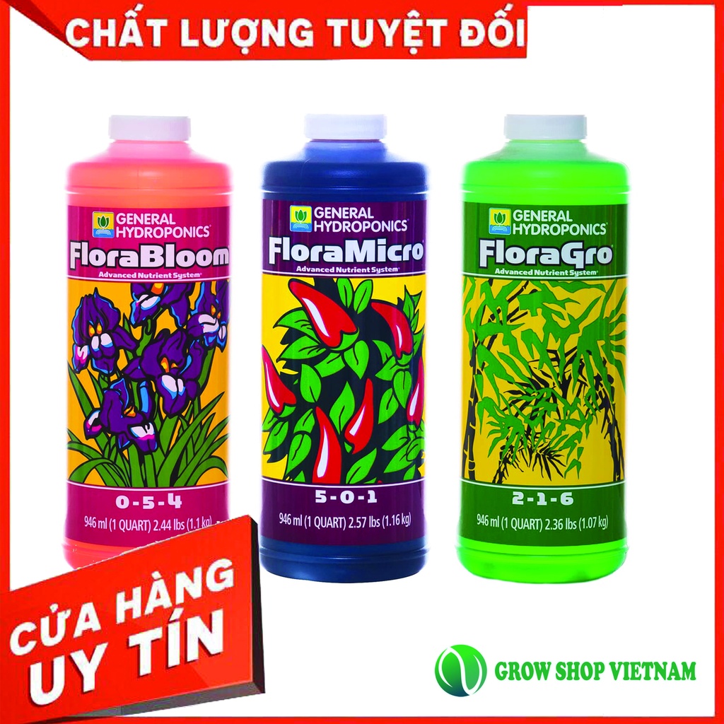 Bộ phân bón General Hydroponics Flora Micro,Grow,Bloom. | Shopee Việt Nam