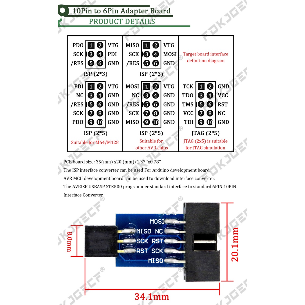 Bo Mạch Chuyển Đổi 10Pin Sang 6PiN 10 Pin Sang 6 Pin Cho ATMEL STK500 ...