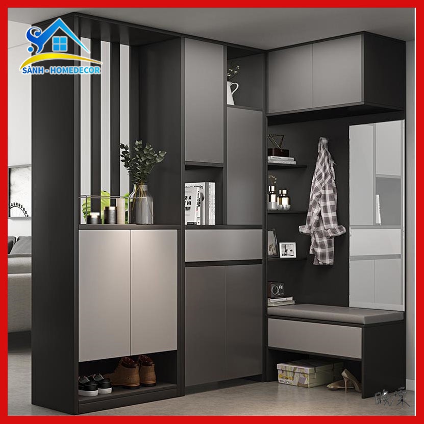 Hệ tủ giầy thông minh kèm vách ngăn phòng khách gỗ MFC An Cường STG50 ...