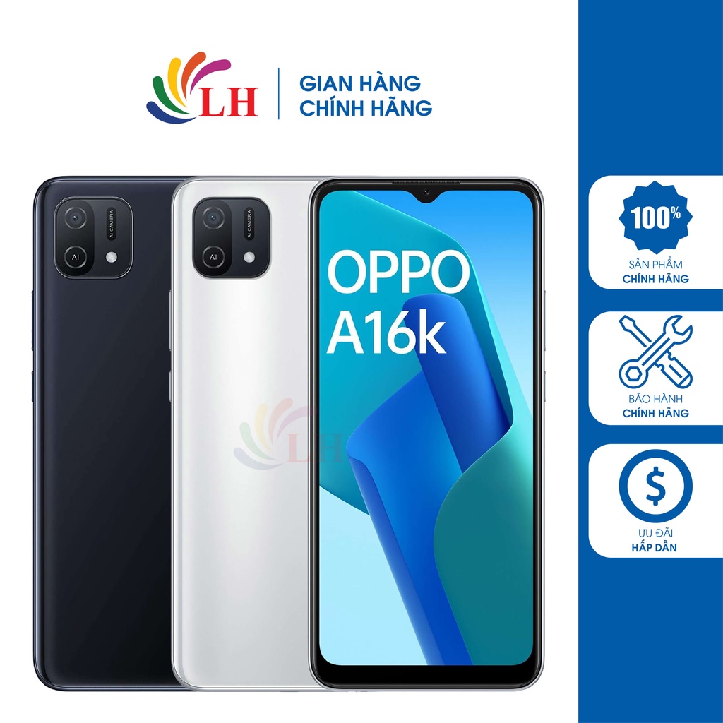 Điện thoại Oppo A16K (4GB/64GB) - Hàng chính hãng - Tấm nền IPS LCD sắc nét, màn hình hiển thị ...