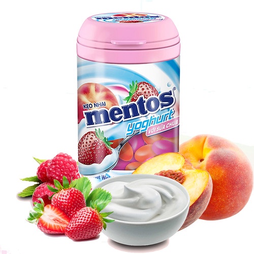 Hộp kẹo Mentos vị sữa chua / dâu / dưa hấu / quả mọng hộp 61,25g / 90g ...