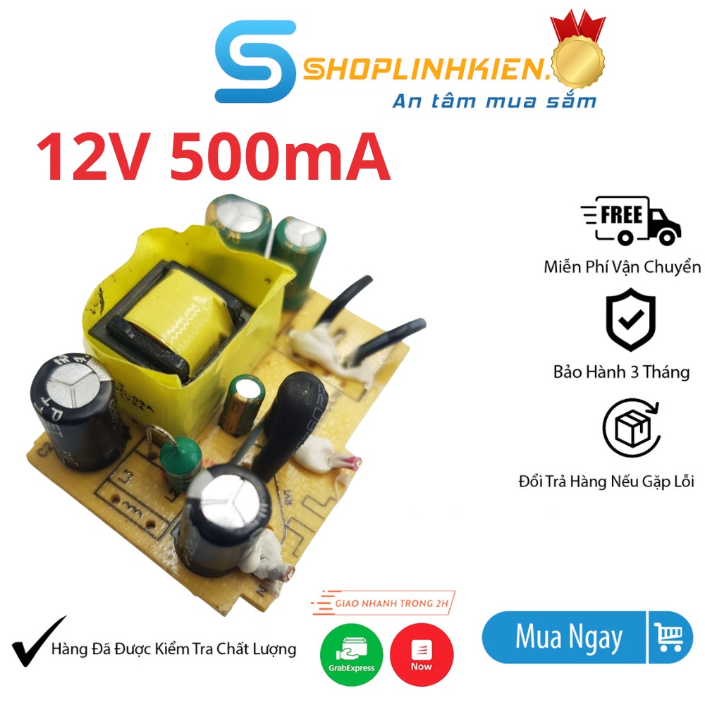 COMBO Nguồn không vỏ 12V500mA 12V 0.5A kích thước nhỏ 43x32x18MM chuyển 220V về 12V DC ...