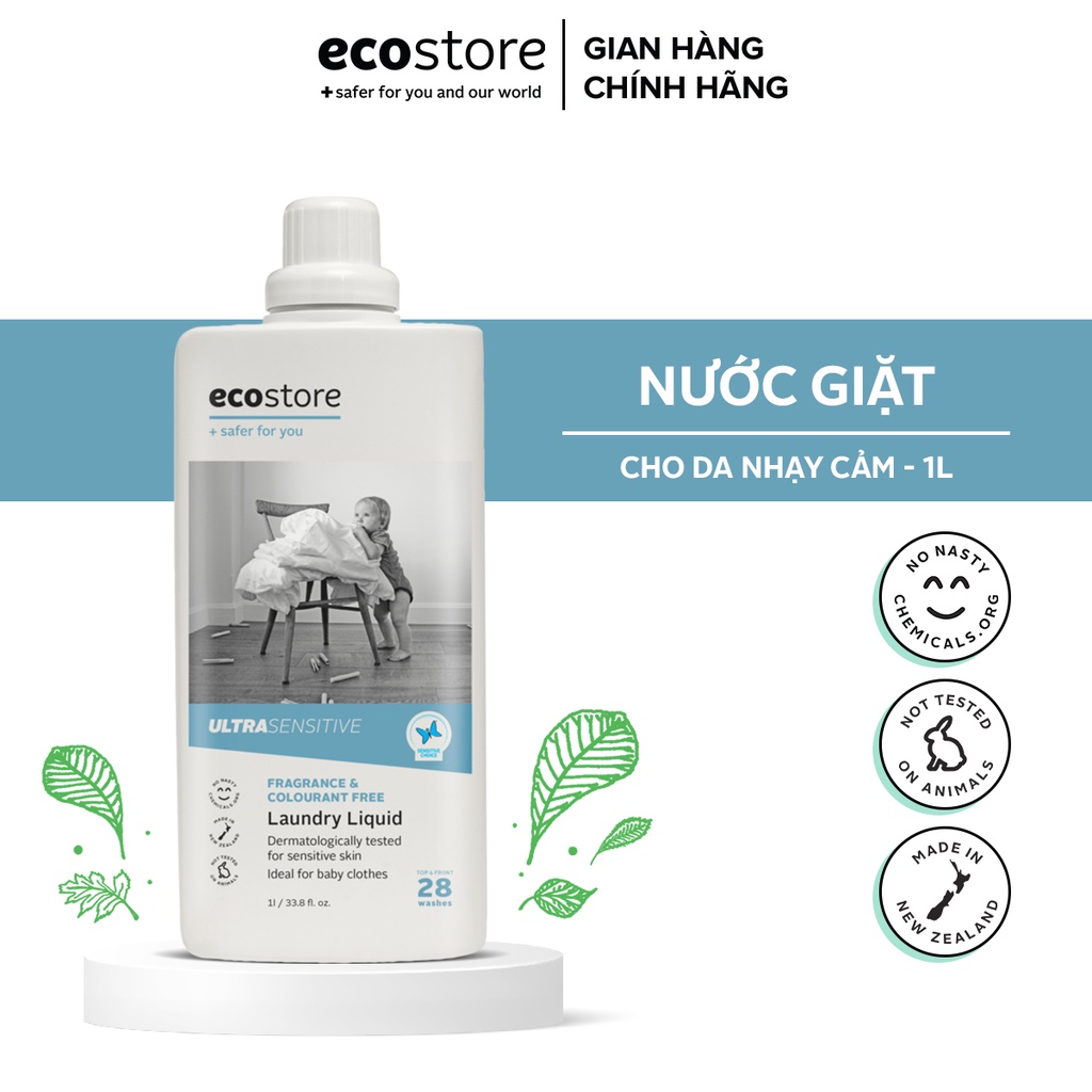 Nước giặt gốc thực vật cho Da nhạy cảm ECOSTORE bền vải - dịu da - phù hợp quần áo trẻ nhỏ ...