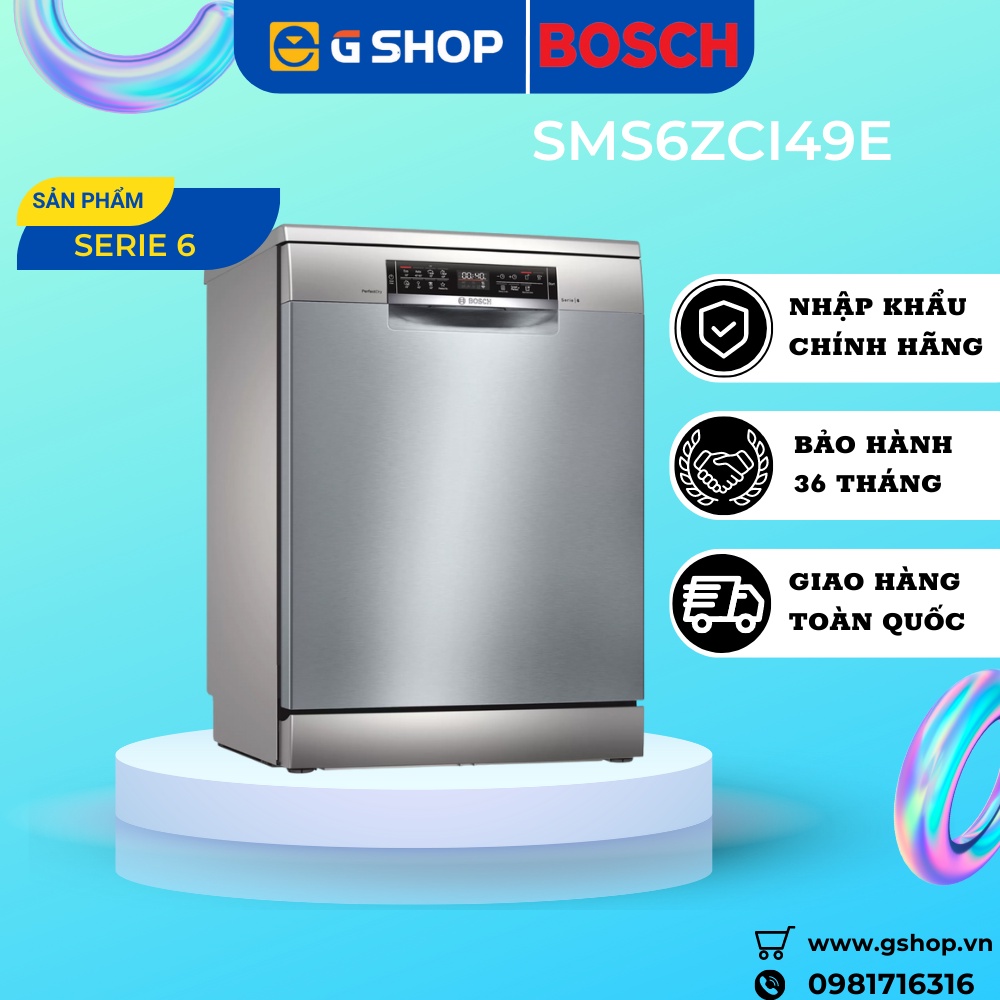 Máy rửa bát BOSCH SMS6ZCI49E độc lập serie 6 sấy Zeolith | Shopee Việt Nam