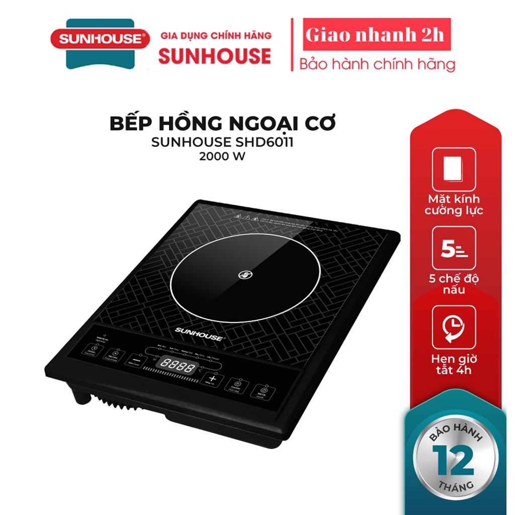 Bếp hồng ngoại cơ Sunhouse SHD6011 2000W cam kết chính hãng, bảo hành ...