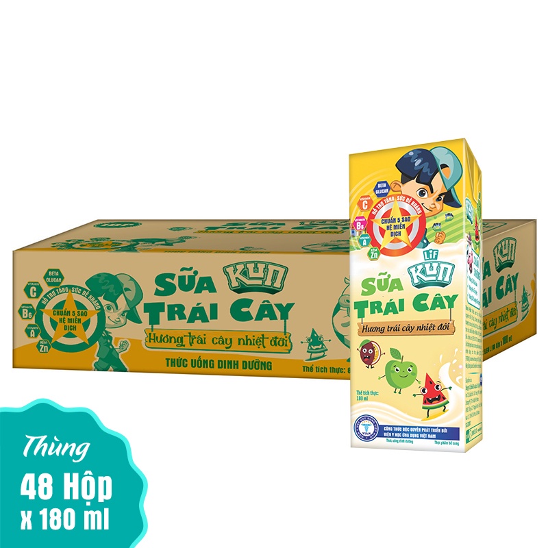 [HSD T4-2025] Thùng 48 Hộp Sữa Trái Cây LiF Kun Nhiệt Đới 180ml ...