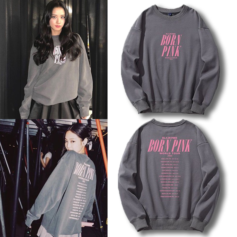 Áo Sweater Cotton Tay Dài Dáng Rộng In Chữ BLACKPINK BORN PINK World ...