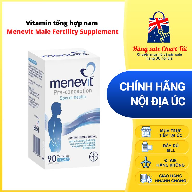 Vitamin tổng hợp nam Menevit Male Fertility Supplement, đủ 2 size ...