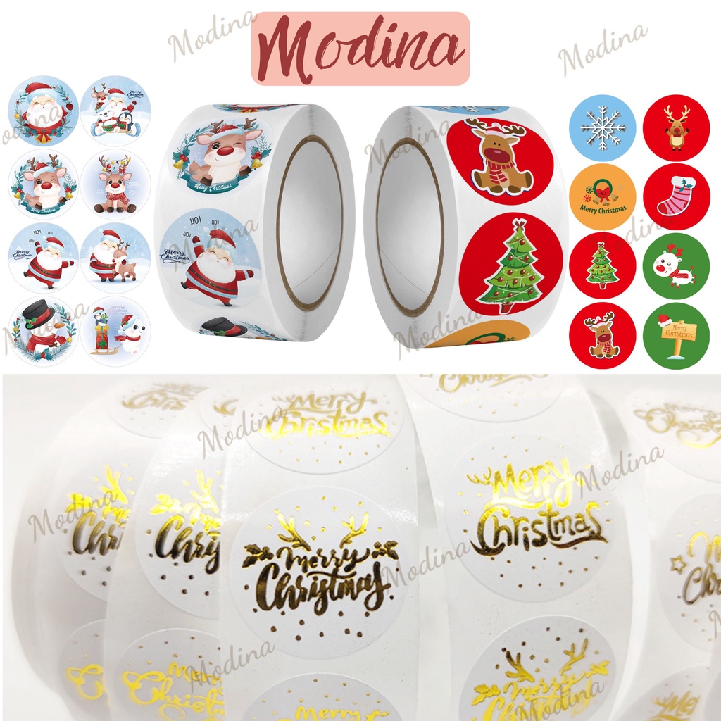 Cuộn 500 sticker ông già noel nhãn dán tem giáng sinh merry christmas ...