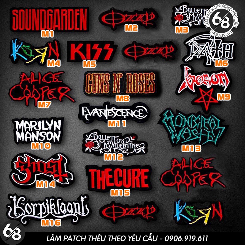 Patch vải ủi nhiệt thêu logo-hình-ban-nhạc-punk-diy-rock đơn giản độc ...