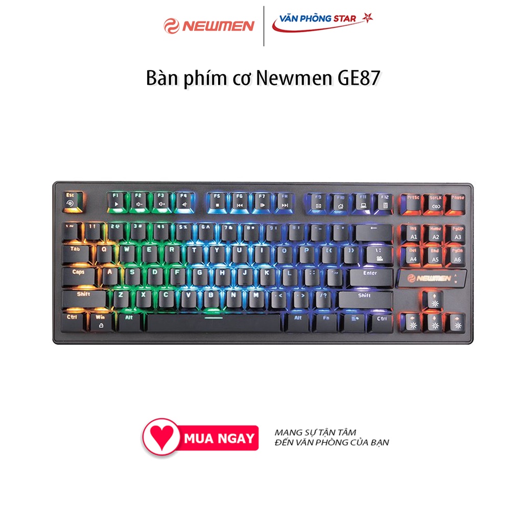 Bàn phím cơ Newmen GE87 (Outemou Box Brown Switch) (Đen), kết nối USB ...