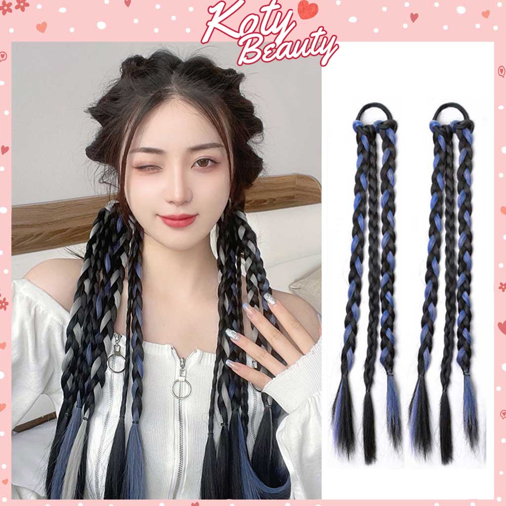 Bím tóc giả 2 bên nhiều màu cho nữ Koty, tóc tết giả thắt bím dài đẹp ...