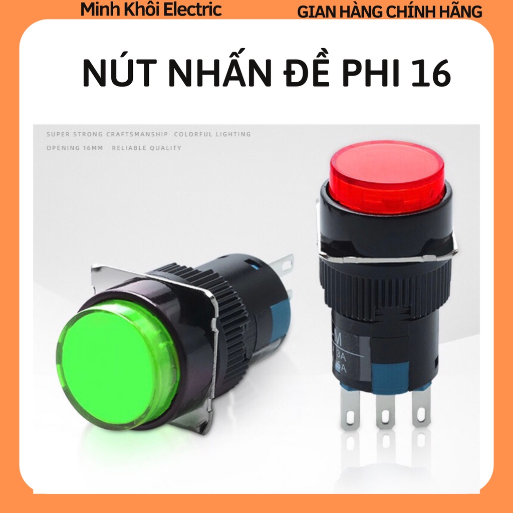 Nút Nhấn Phi 16 tròn,nút nhấn đề phi 16mm có đèn | Shopee Việt Nam