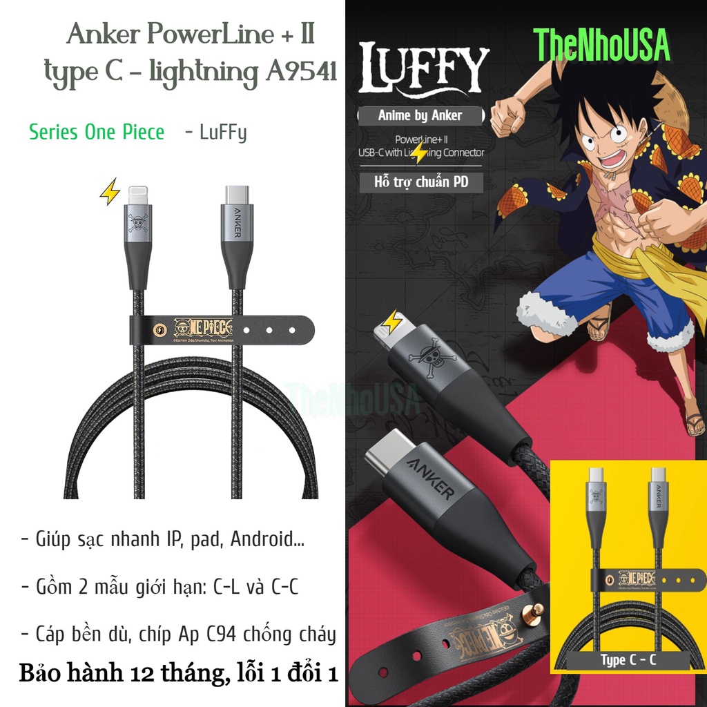 Cáp dù sạc nhanh Anker Powerline + Onepiece type C to L A9540 / A9541 ...