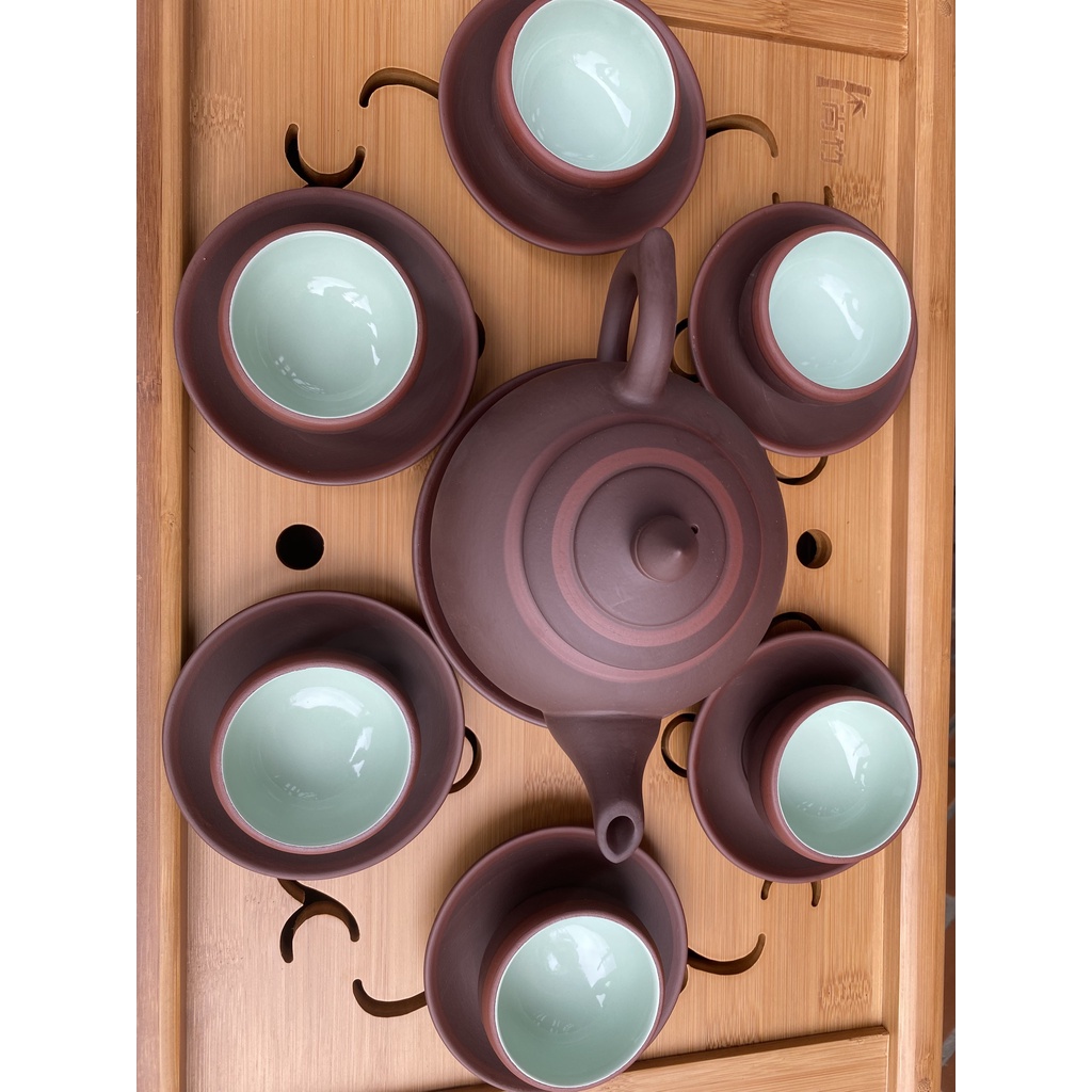 Bộ ấm chén gốm tử sa chóp | Shopee Việt Nam