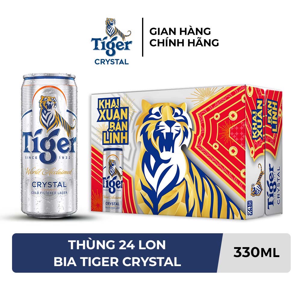 [HỎA TỐC HCM] Thùng 24 lon bia Tiger Crystal 330ml/lon - Bao bì Xuân | Shopee Việt Nam