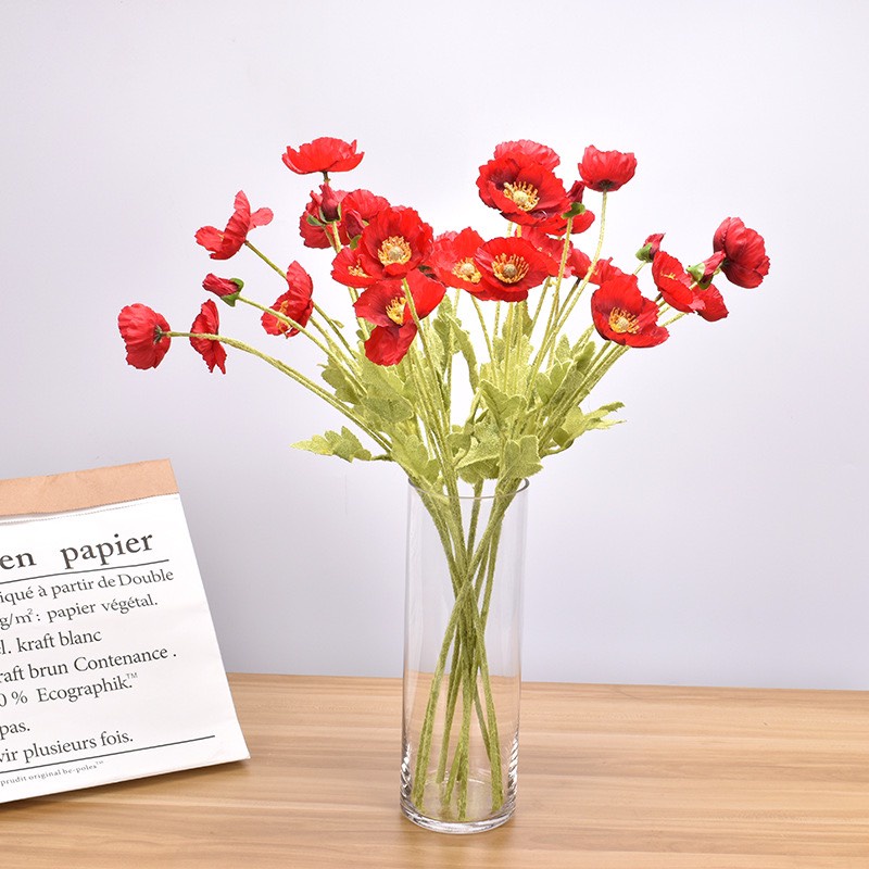Hoa poppy giả, hoa lụa anh túc đẹp cao cấp trang trí, decor phòng 1 ...